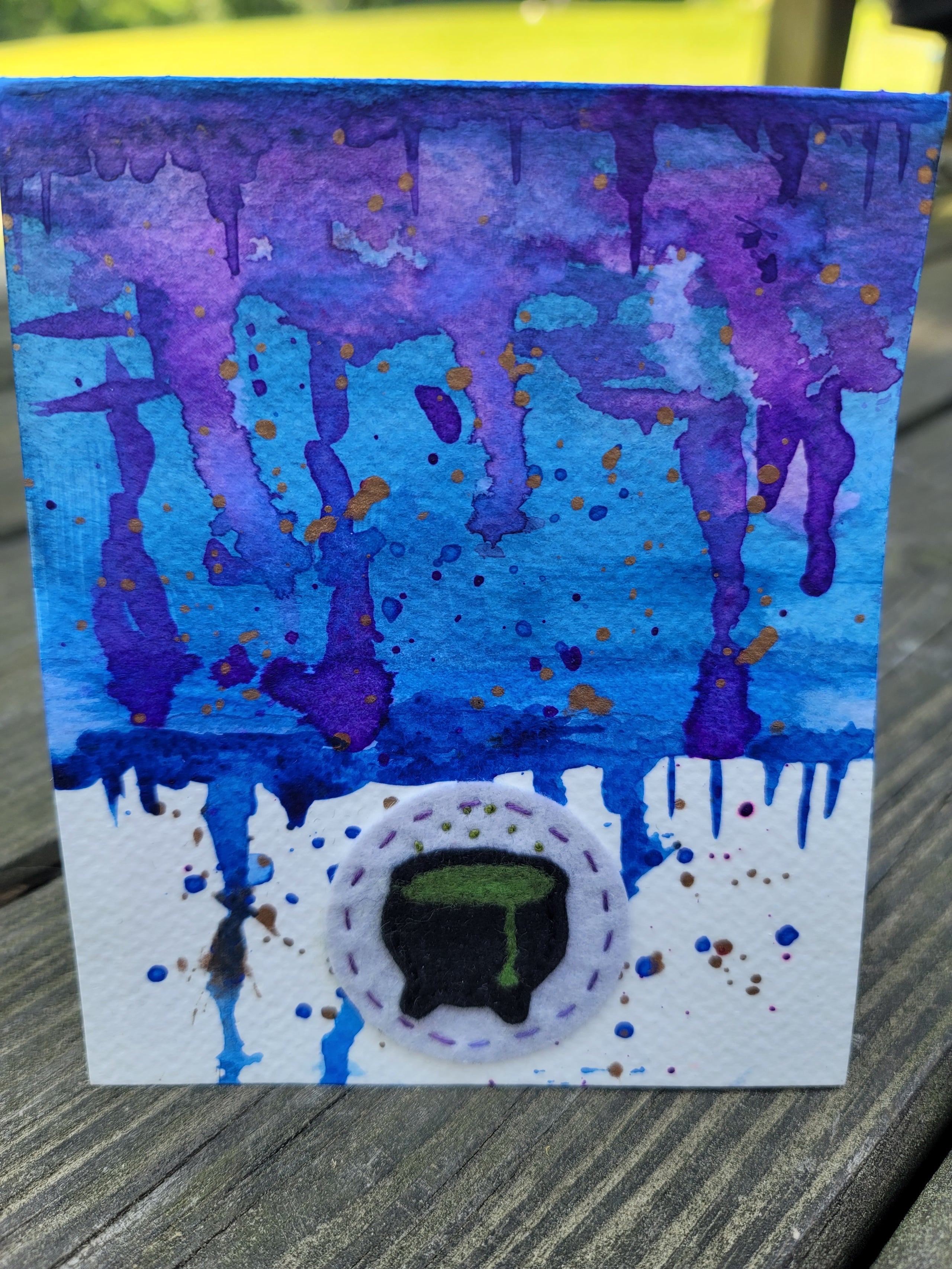 Watercolor Card, Witches Cauldron | Mountain Dolls